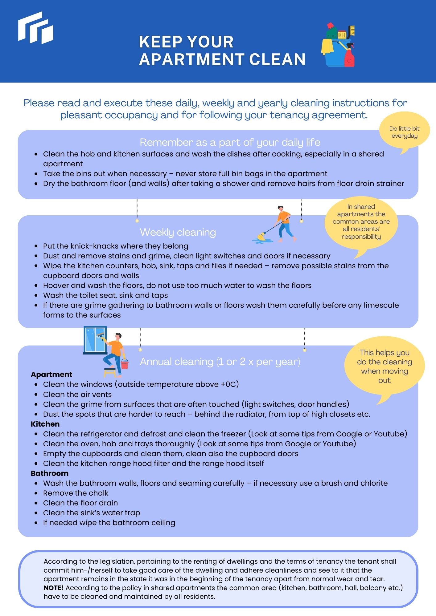 Cleaning instructions – Mikalo – We rent an apartment